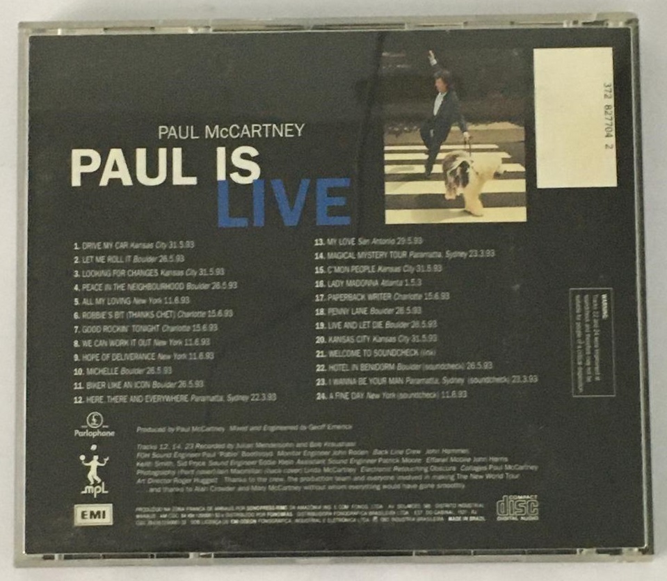 CD PAUL McCARTNEY 1993 Paul Is Live - LOJA DOS BEATLES