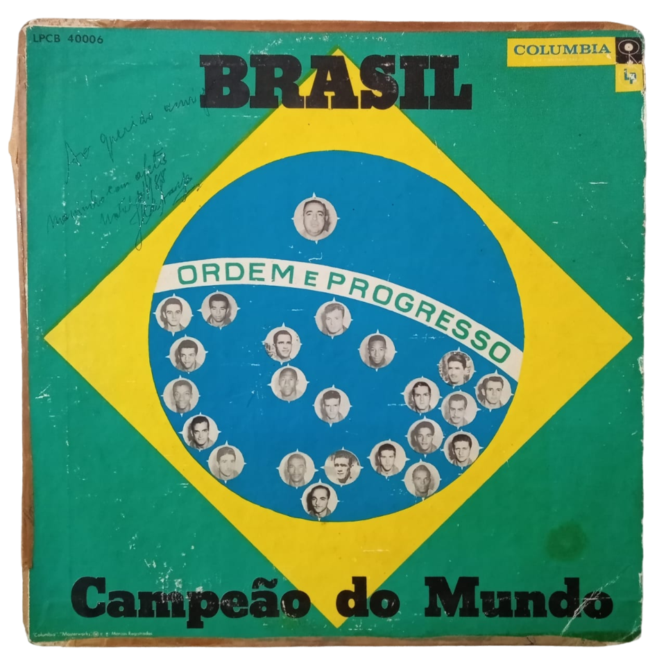 COPA DE 1958 LP Brasil Campeão do Mundo AUTOGRAFADO Pelo Jogador ...