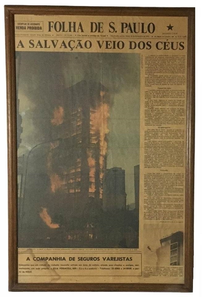 INCÊNDIO DO EDIFÍCIO ANDRAUS Primeira Página do JORNAL FOLHA DE SÃO ...