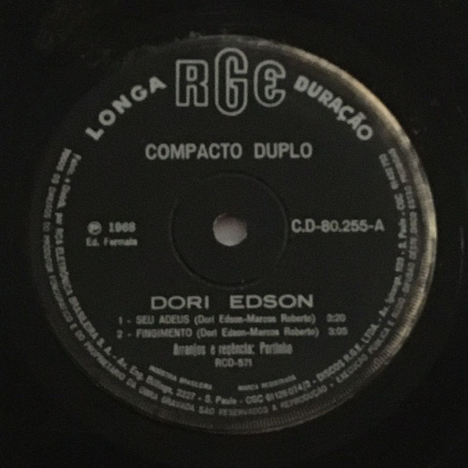Compacto Duplo DORI EDSON 1968 Seu Adeus , Fingimento / Perto Dos Olhos ...