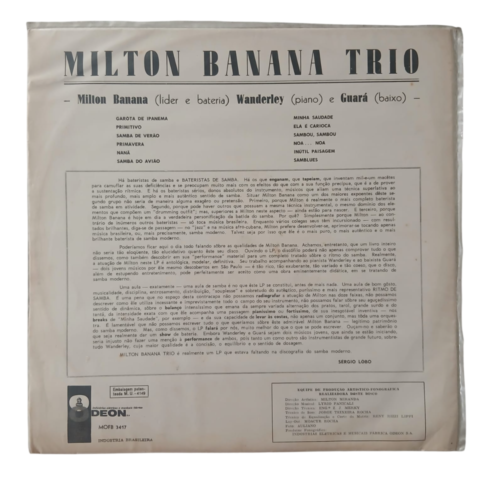 LP MILTON BANANA TRIO 1965 Milton Banana Trio - Antiguidades CASA DO VELHO