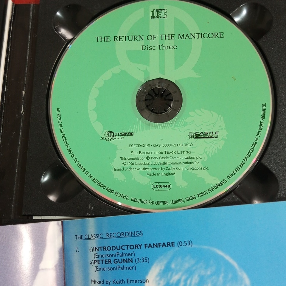 BOX 4 CDs EMERSON , LAKE & PALMER 1993 The Return Of The Manticore ...