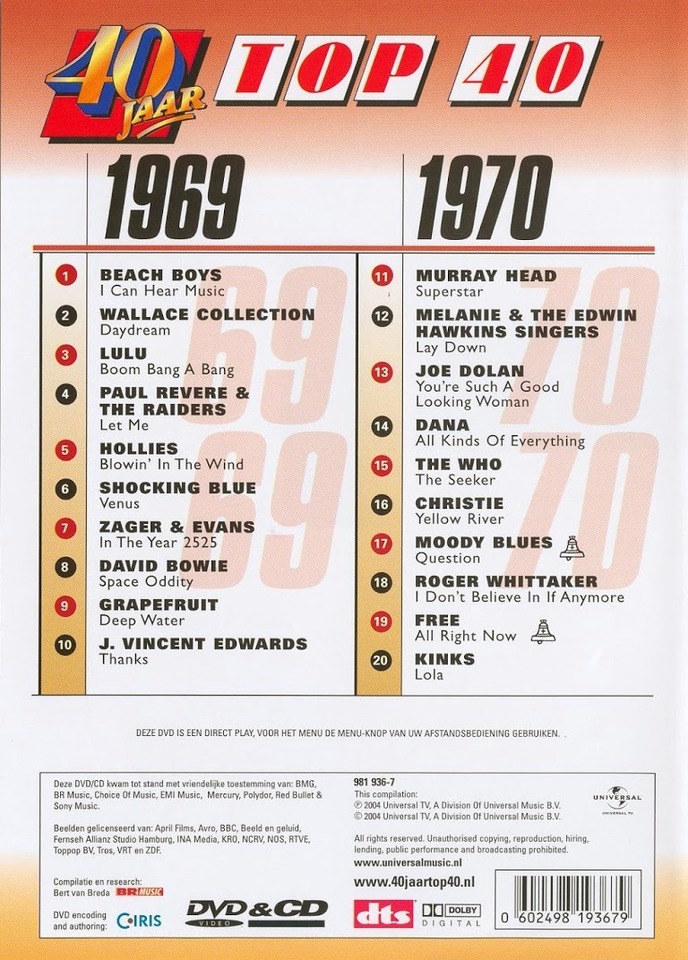 DVD 40 JAAR TOP 40 1969-1970 - Banca do Rock