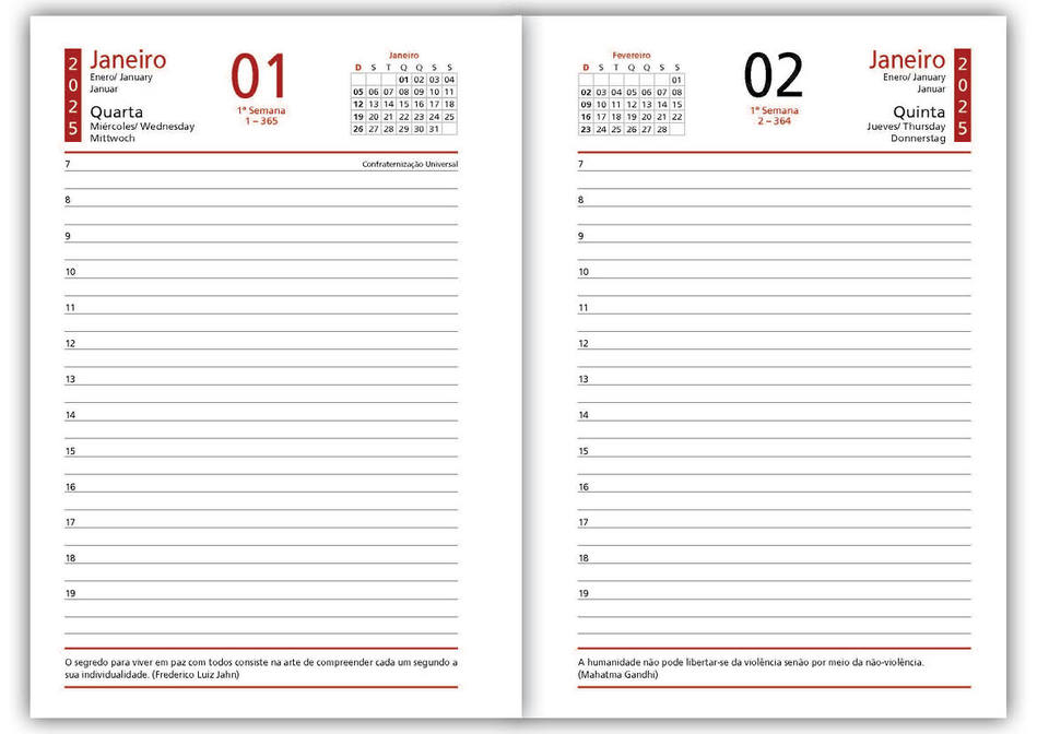 Miolo de Agenda Executiva 2026 - Costurado/Brochura - 13,5x20 - Fabrica ...