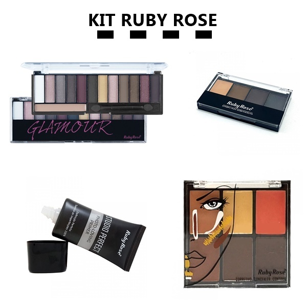 Kit Ruby Rose Com 4 Produtos Ruby Rose - Atacado de Maquiagem