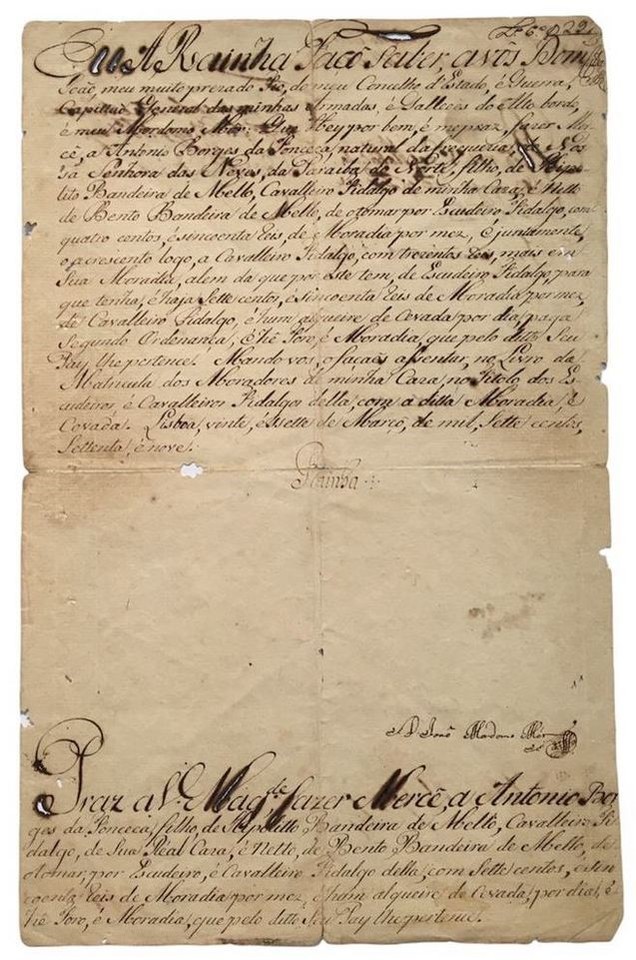 CARTA RÉGIA Documento ORIGINAL Assinado Pela Rainha de Portugal D. MARIA I Apelidada de a ...