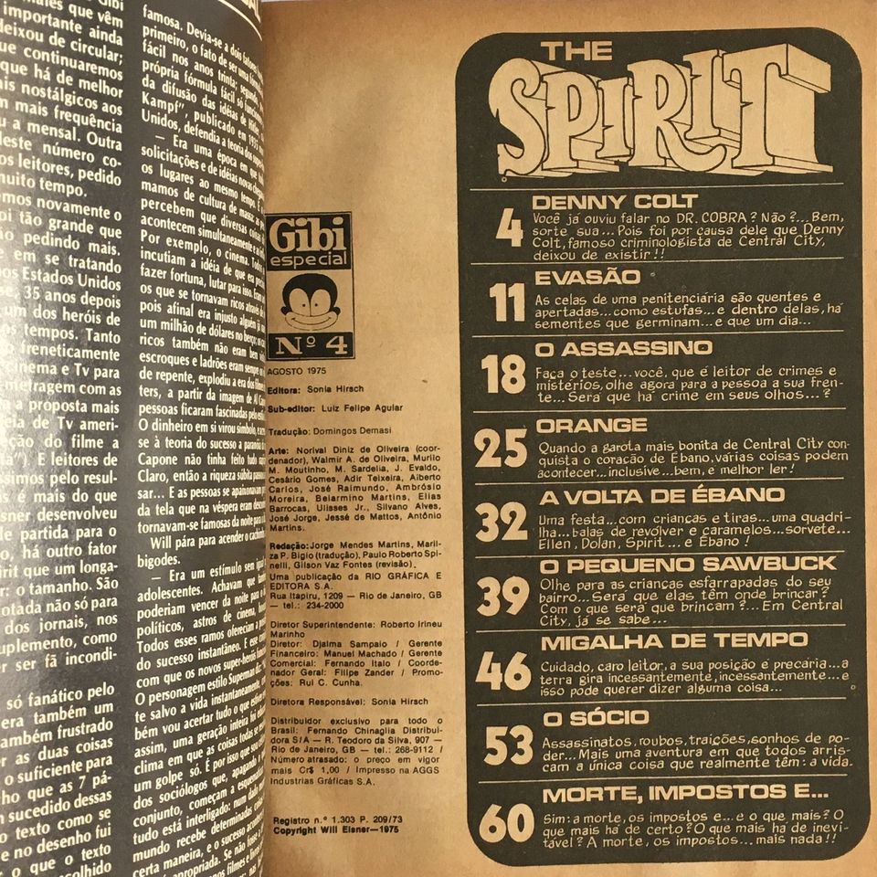 Gibi GIBI Especial nº4 The Spirit Editora RGE, Agosto de 1975 - BANCANTIGA