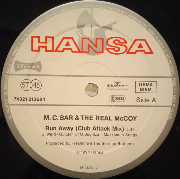 M.C. Sar & The Real McCoy – Run Away 12" - Curto Vinil - Loja de Discos ...