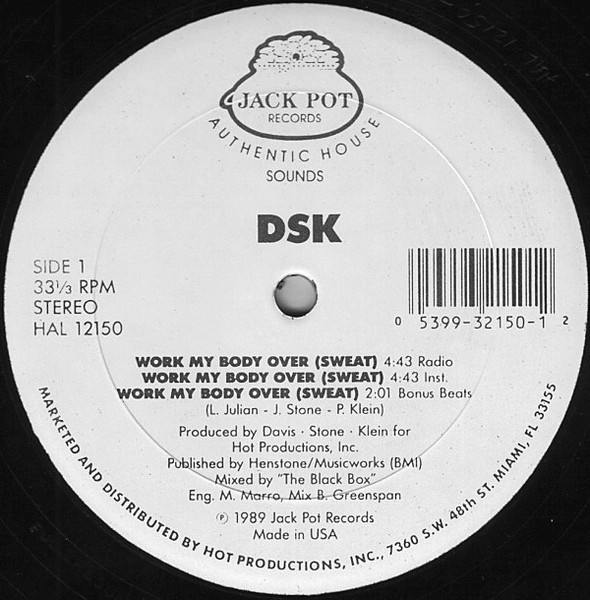 DSK – Work My Body Over (Sweat) 12" - Curto Vinil - Loja de Discos de Vinil