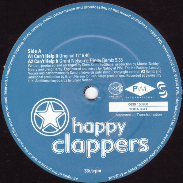 Happy Clappers ‎– Can't Help It 12" - Curto Vinil - Loja de Discos de Vinil