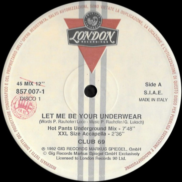 Club 69 – Let Me Be Your Underwear (Disco 2) 12" - Curto Vinil - Loja de Discos de Vinil