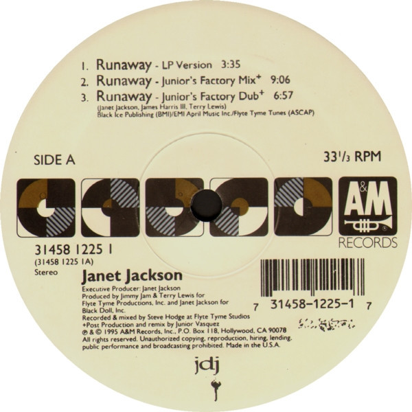 Janet Jackson – Runaway 12" - Curto Vinil - Loja de Discos de Vinil