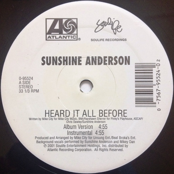 Sunshine Anderson – Heard It All Before 12" - Curto Vinil - Loja de ...
