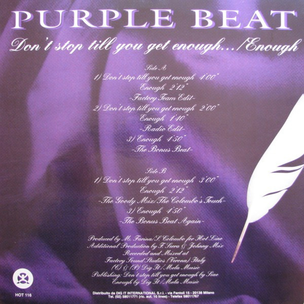 Purple Beat – Don't Stop Till You Get Enough ... / Enough 12" - Curto ...