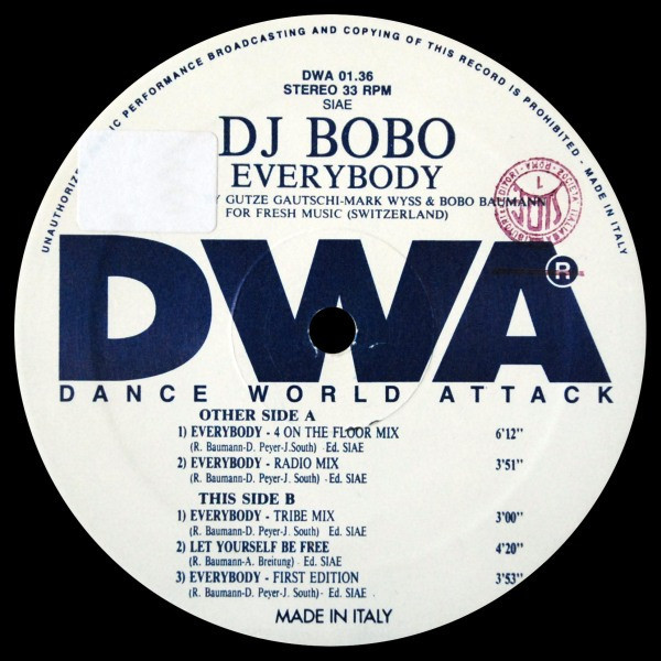 DJ BoBo – Everybody 12" - Curto Vinil - Loja de Discos de Vinil