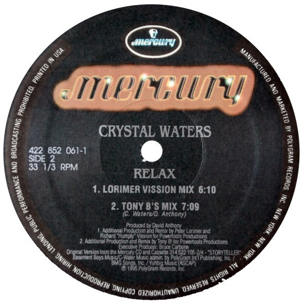 Crystal Waters – Relax 12" - Curto Vinil - Loja de Discos de Vinil