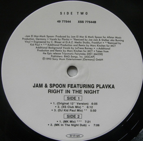 Jam & Spoon Featuring Plavka – Right In The Night (Fall In Love With ...