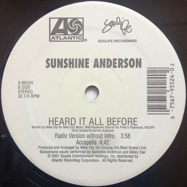 Sunshine Anderson – Heard It All Before 12" - Curto Vinil - Loja de ...