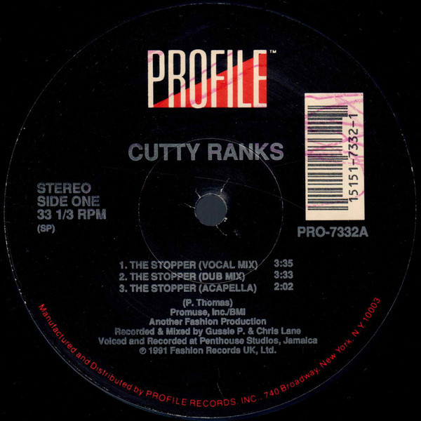 Cutty Ranks – The Stopper 12" - Curto Vinil - Loja de Discos de Vinil