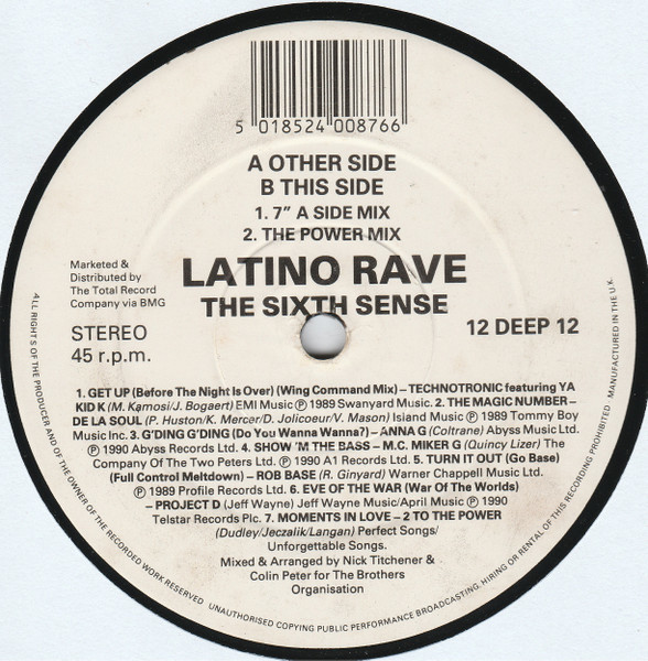 Latino Rave – The Sixth Sense 12" - Curto Vinil - Loja de Discos de Vinil