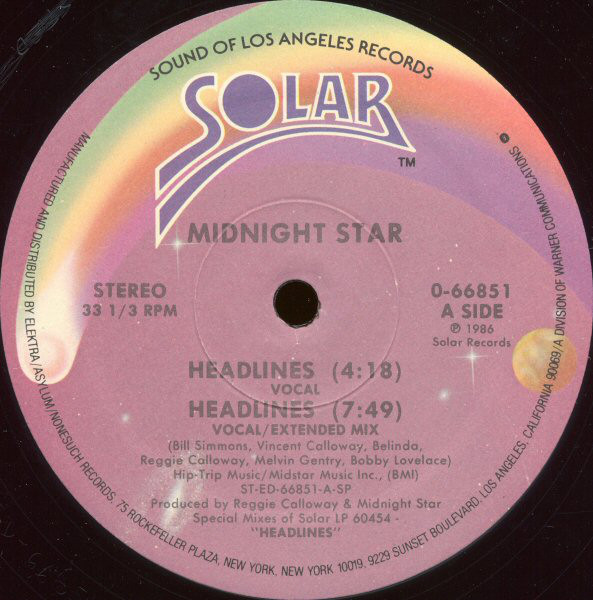 Midnight Star ‎– Headlines 12" - Curto Vinil - Loja de Discos de Vinil